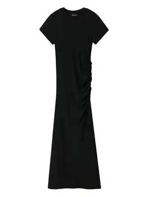 TOUT A COUP Ruched T-shirt Dress - Black