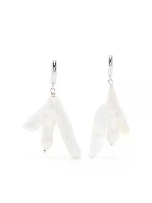 GOHAR WORLD Chicken Foot Pearl Drop Earrings - Silver
