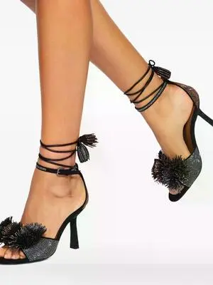 Kurt Geiger 90mm Pom Pom Sandals - Black