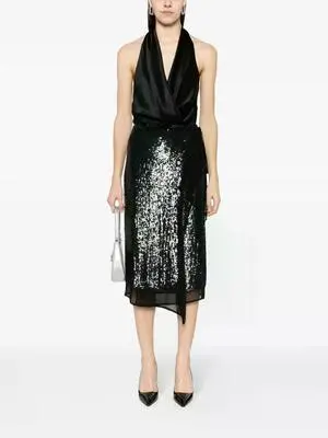 P.a.r.o.s.h Glare Sequin Embellished Wrap Skirt