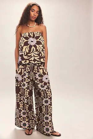 Free People Devella Printed Set Chocolate Combo