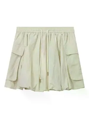 TOUT A COUP Drawstring Pocket Mini Skirt - Neutrals