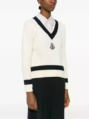 Ralph Lauren Cable-knit V-neck Sweater - Neutrals