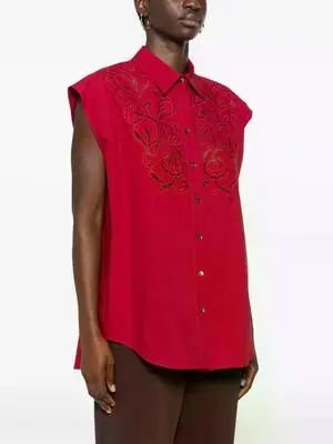 P.a.r.o.s.h Broderie-anglaise Cotton Shirt - Red