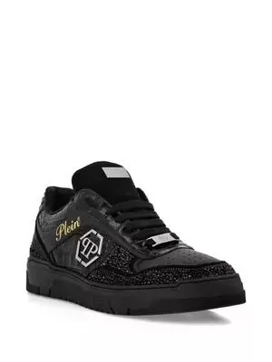 Philipp Plein Crystal-embellished Leather Sneakers