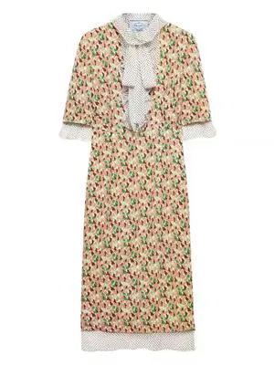 Prada Printed Georgette Midi Dress
