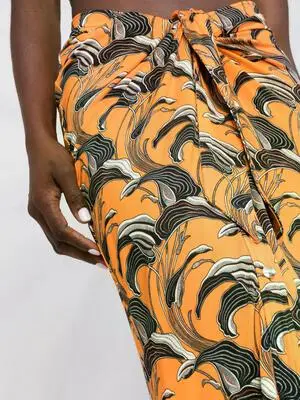 Rabanne Printed Ruched Skirt - Orange