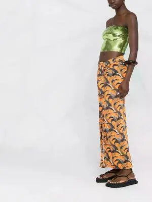 Rabanne Printed Ruched Skirt - Orange