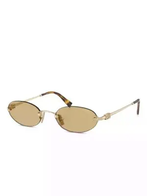 Miu Miu Logo-lettering Sunglasses - Gold
