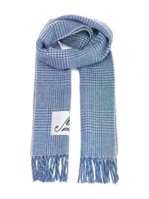 Marni Check-patterned Fringe Scarf - Blue