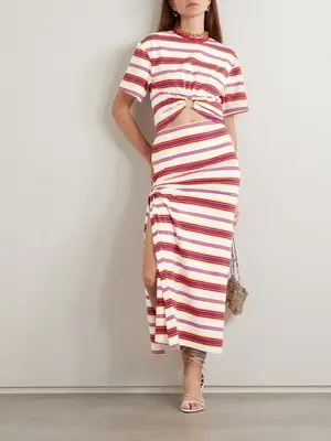Rabanne Embellished Striped Maxi Skirt