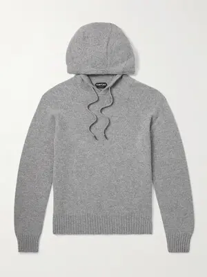 TOM FORD Logo-embroidered Cashmere Hoodie - Gray
