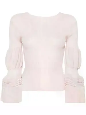 Issey Miyake Bell-sleeves Ribbed-knit Top - Pink