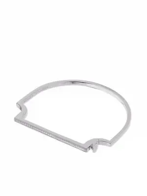Monica Vinader Signature Skinny Diamond Bangle - Silver