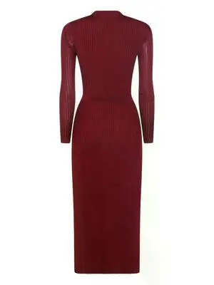 SELF-PORTRAIT Ribbed Dress - Red