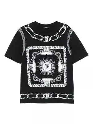 Balmain Foulard-print T-shirt - Black