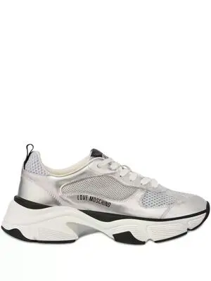 Moschino Silver Tone Sneakers For Women