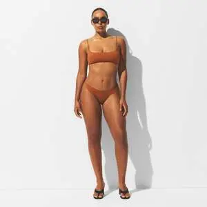 SKIMS Iconic Swim Square Neck Bikini Top - Bronze