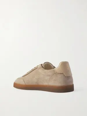 Brunello Cucinelli Leather-trimmed Suede Sneakers - Brown