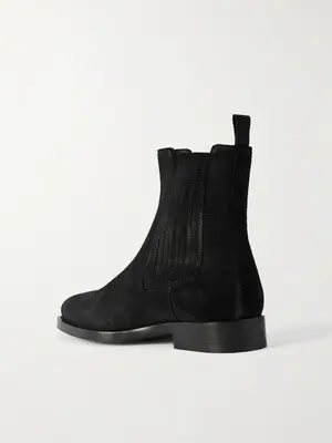 Brunello Cucinelli Waxed Suede Chelsea Boots - Black