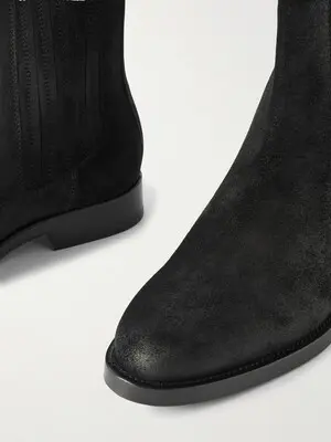 Brunello Cucinelli Waxed Suede Chelsea Boots - Black