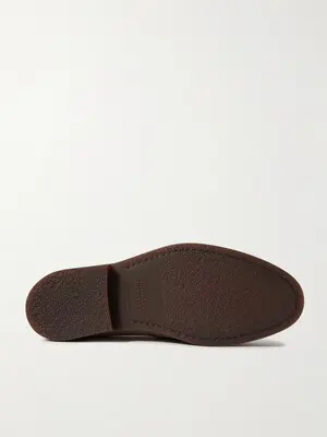 Brunello Cucinelli Leather-trimmed Suede Penny Loafers - Brown