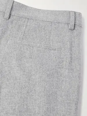 Brunello Cucinelli Straight-leg Pleated Cotton And Cashmere-blend Suit Trousers - Gray