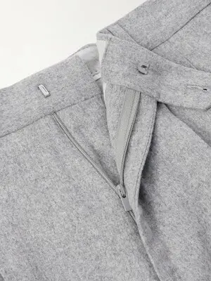 Brunello Cucinelli Straight-leg Pleated Cotton And Cashmere-blend Suit Trousers - Gray