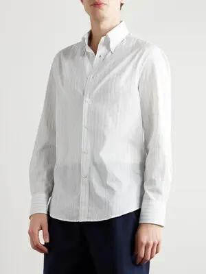 Brunello Cucinelli Button-down Collar Striped Cotton Shirt