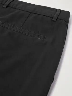 Brunello Cucinelli Straight-leg Pleated Cotton-twill Trousers - Black