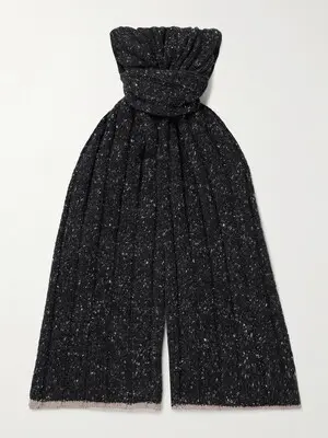 Brunello Cucinelli Ribbed Cashmere Scarf - Black