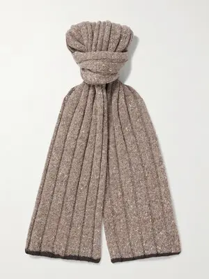 Brunello Cucinelli Ribbed Cashmere Scarf - Brown