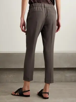 Brunello Cucinelli Cropped Pleated Crepe Pants