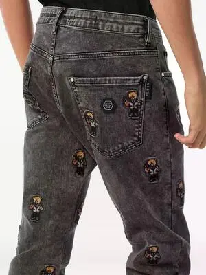Philipp Plein Bear-motif Jeans - Grey