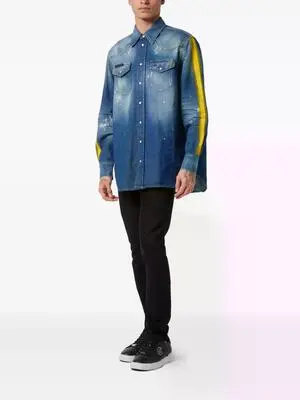 Philipp Plein Paint-splattered Denim Shirt