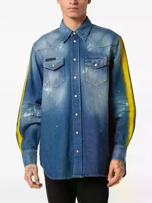 Philipp Plein Paint-splattered Denim Shirt
