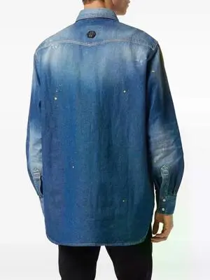 Philipp Plein Paint-splattered Denim Shirt