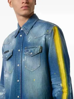 Philipp Plein Paint-splattered Denim Shirt