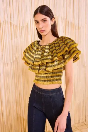 Ulla Johnson Clover Ruffle Crop Top