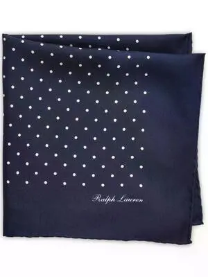 Ralph Lauren Purple Label Polka Dot Silk Pocket Square - Blue