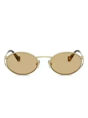 Miu Miu Oval Frame Sunglasses - Gold