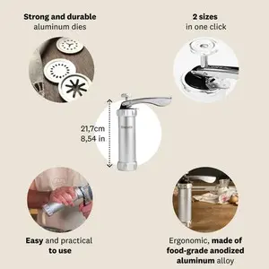 MARCATO Atlas Biscuit Maker Press, Includes 20 Cookie Disc Shapes