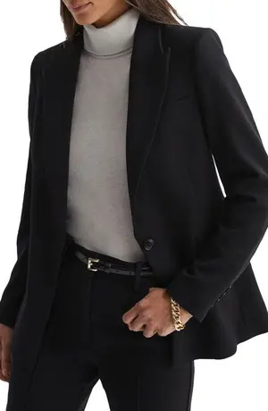 REISS Gabi Peak Lapel Blazer - Navy