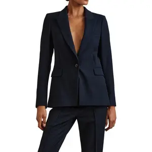 REISS Gabi Peak Lapel Blazer - Navy