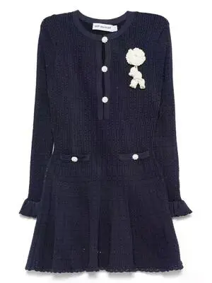 SELF-PORTRAIT Crochet-knit Dress - Blue