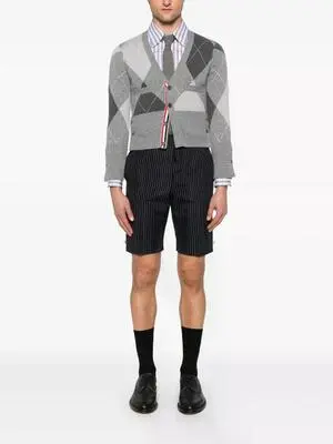 Thom Browne Argyle-pattern Cashmere Cardigan - Grey
