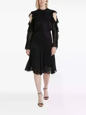 TEMPERLEY LONDON Ruffled Cold-shoulder Top - Black