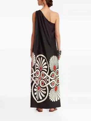 La DoubleJ Roy Geometric-print Silk Dress - Black