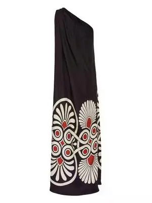 La DoubleJ Roy Geometric-print Silk Dress - Black
