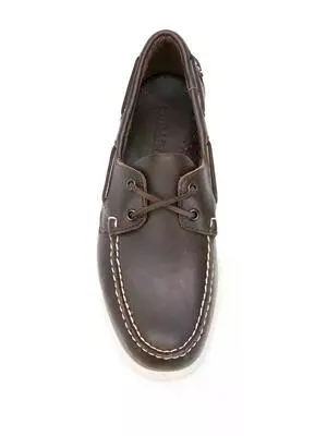 SEBAGO Lace-detail Leather Boat Shoes - Brown